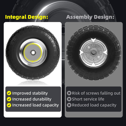 4.10/3.50-4 Flat Free Tire and Wheel Set of 4 with 10 ...