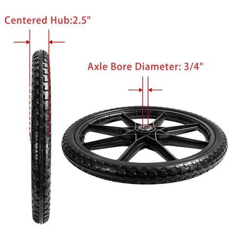 20 Inch Flat Free Tire Cart Wheels Replacement, Solid ...