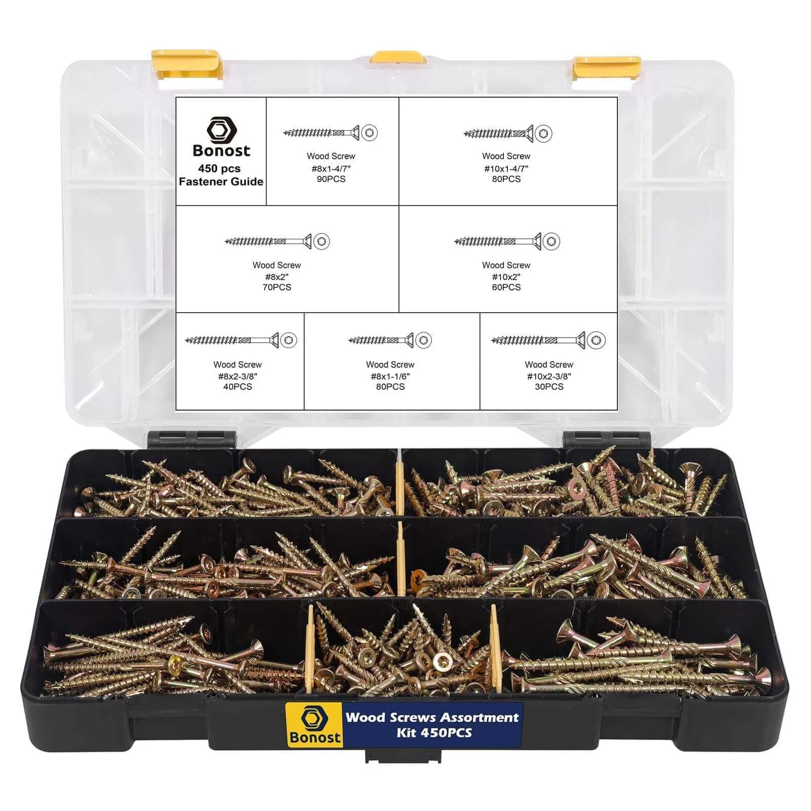 450 Pcs Wood Screws Assortment Kit with Torx Drive Scr...