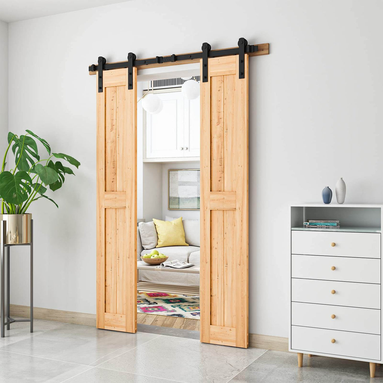 5FT Heavy Duty Double Door Sliding Barn Door Hardware ...