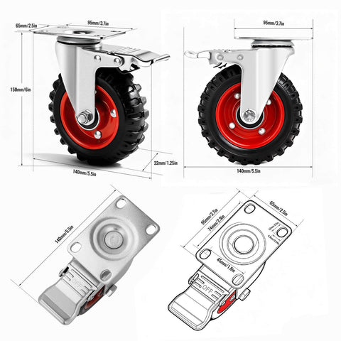 5 Inch Heavy Duty Caster Wheels with Dual Lock Safety ...
