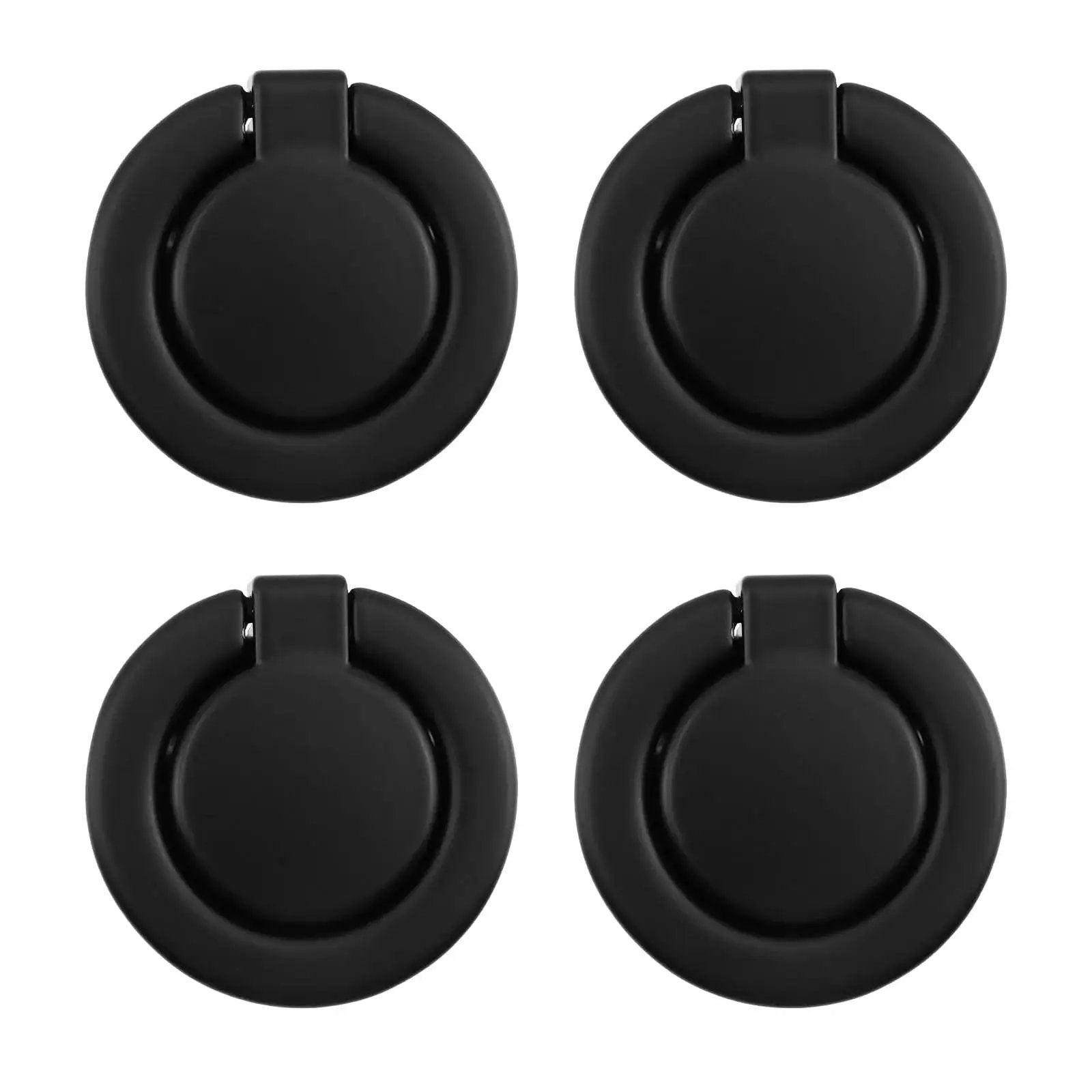 Four Pack Matte Black Recessed Ring Pull Handles For C...