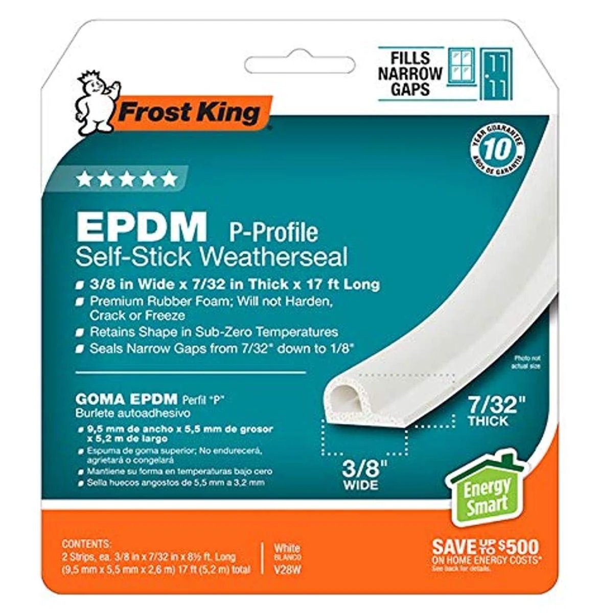 EPDM Rubber Weatherseal Tape 3/8" Wide 17' Lo...
