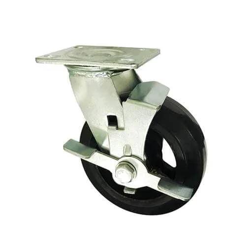 8" Inch Caster Wheel 661 pounds Side brake Rubber Top Plate – Bearings ...