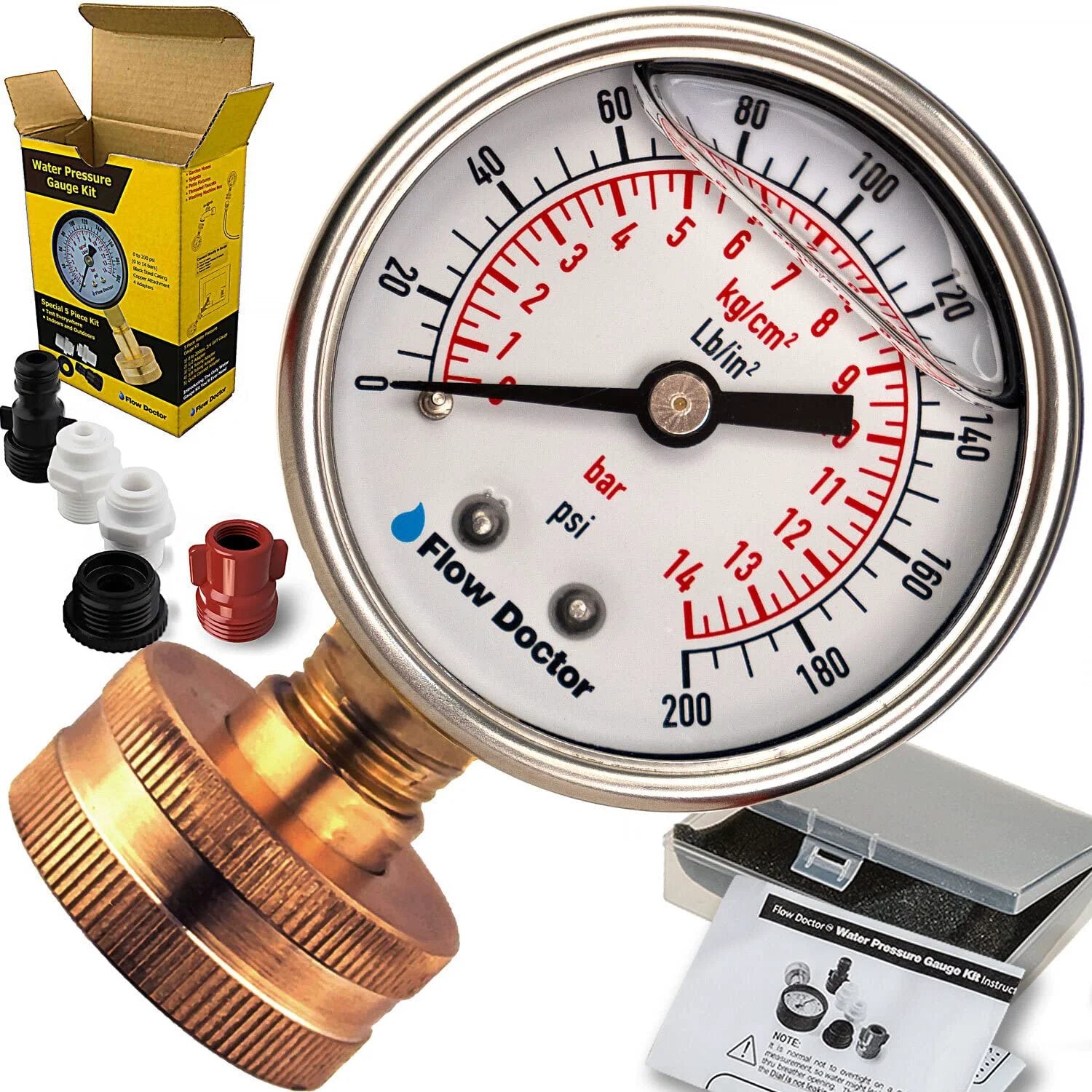 glycerin filled water pressure gauge kit – Six Piece S...