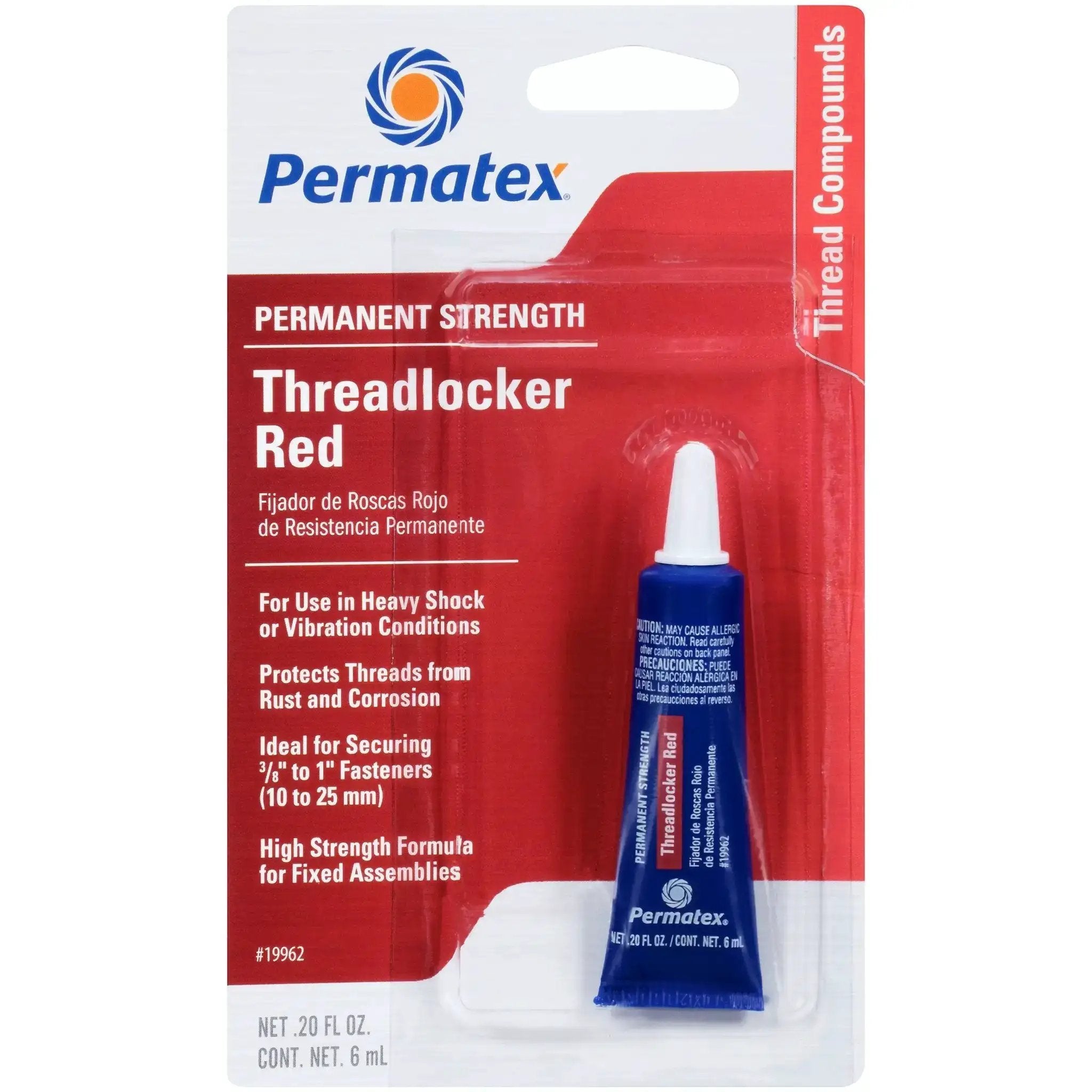Red Permanent Strength Threadlocker For Fasteners 3/8 ...