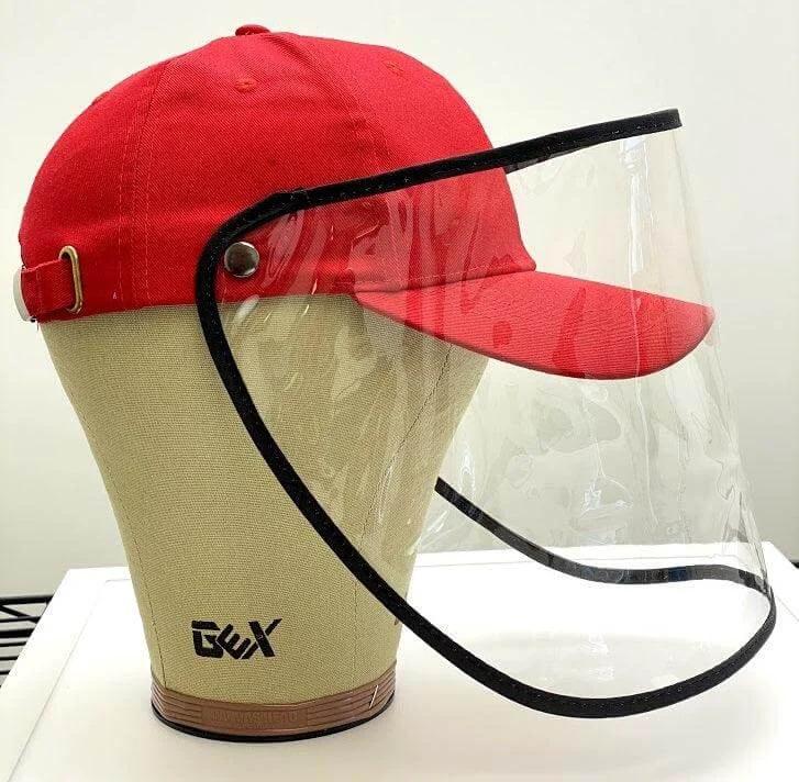 Red Baseball Cap+Face Shield/Visor/Protective Sneeze G...