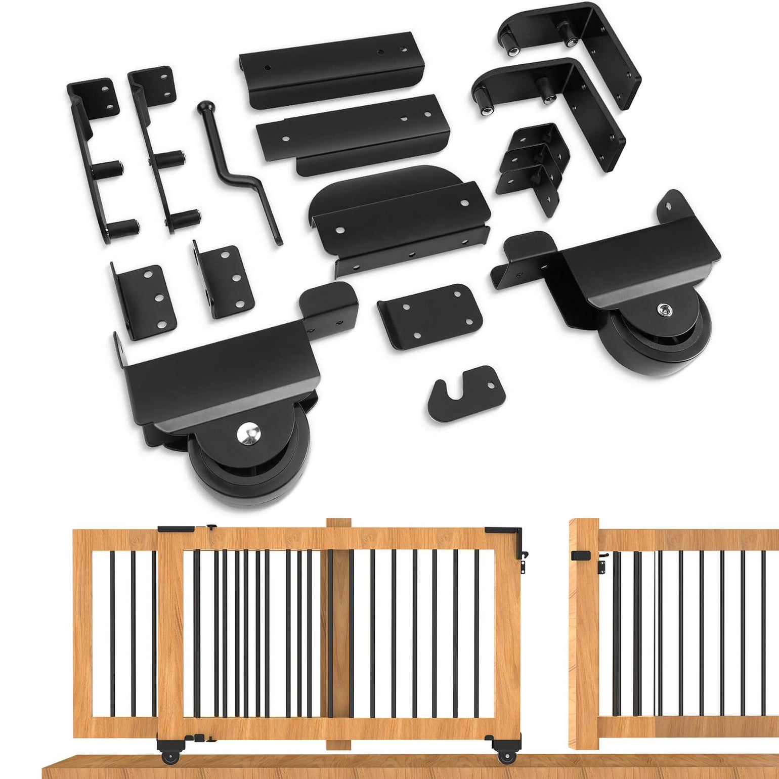 Heavy Duty Sliding Gate Kit Black Hardware Set for Smo...