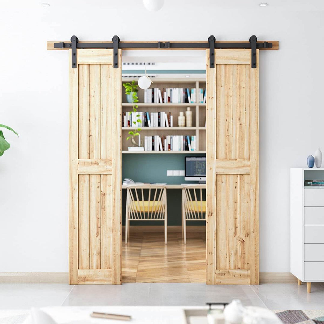 6.6FT Double Sliding Barn Door Hardware Kit for Two 20...