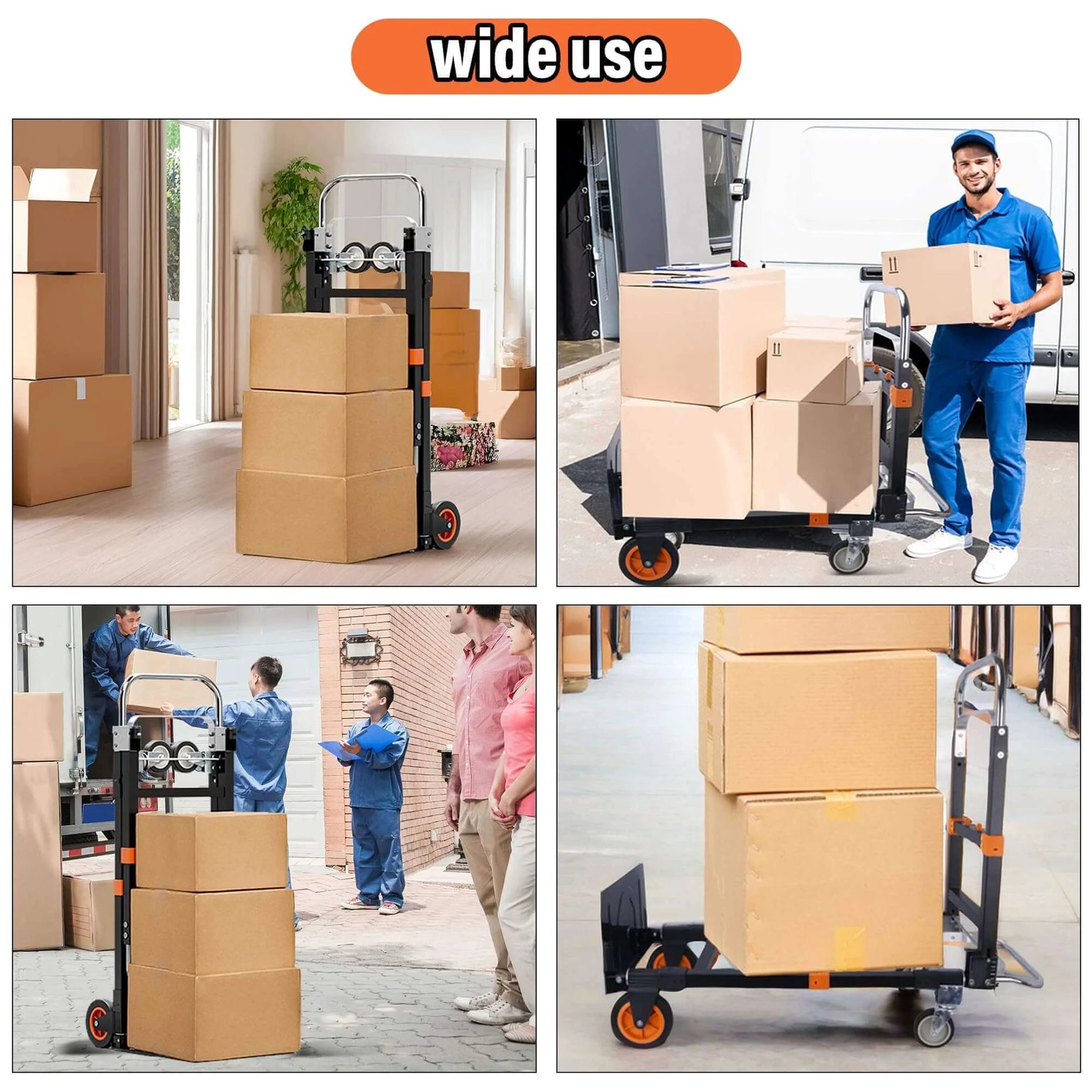 Chariot pliant 3 en 1, diable convertible 500 lb avec ...