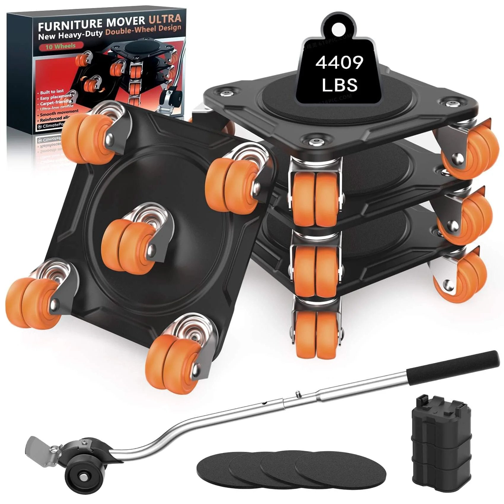Furniture Mover Ultra Plus with 10 Wheels - All-New Do...