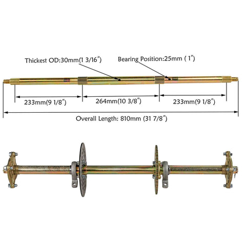 Essieu vivant en acier de 1" avec roues tubeless ...