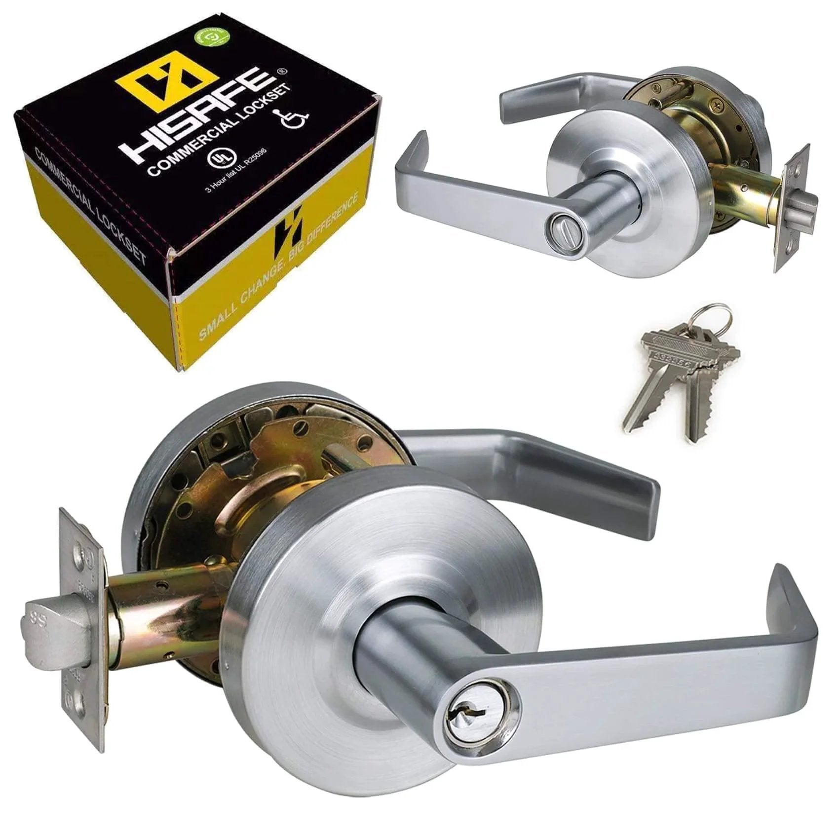 commercial door lever lock - Heavy-Duty Satin Chrome 🍁...