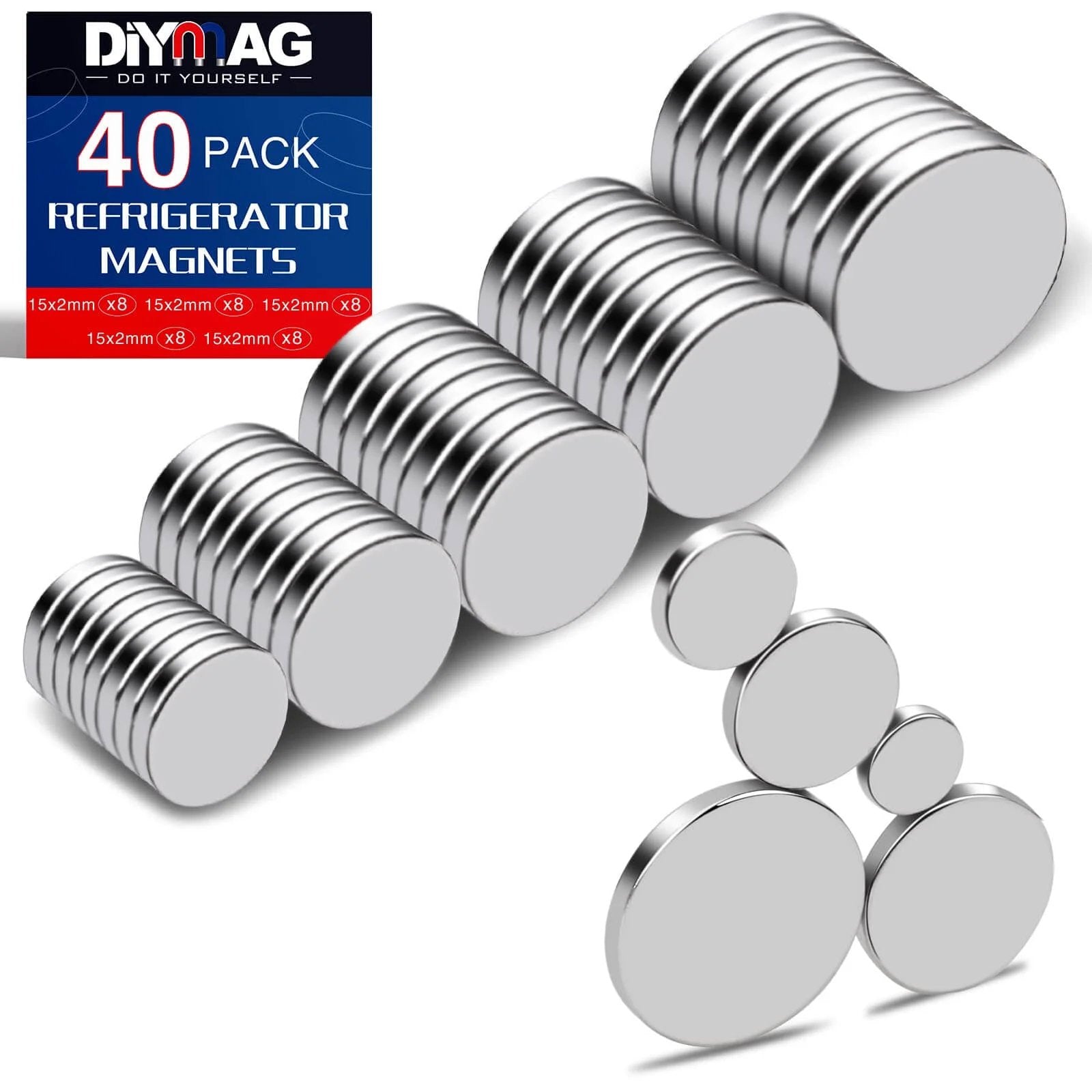 Neodymium Magnets for Crafts - 40 Pack, 5 Sizes Availa...