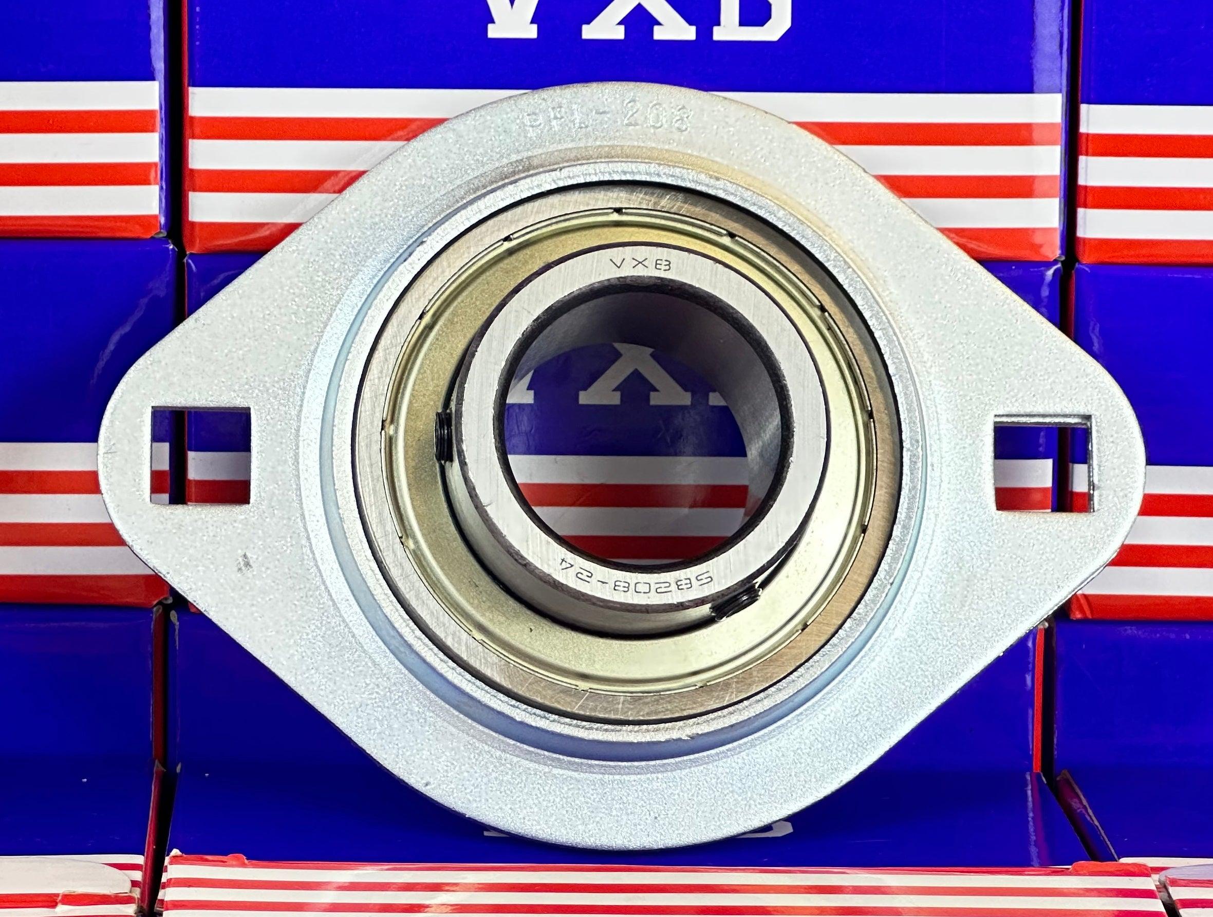 SBPFL208-24 Pressed Steel Bearing 2-Bolt 1 1/2" inch Flanged Mounted ...