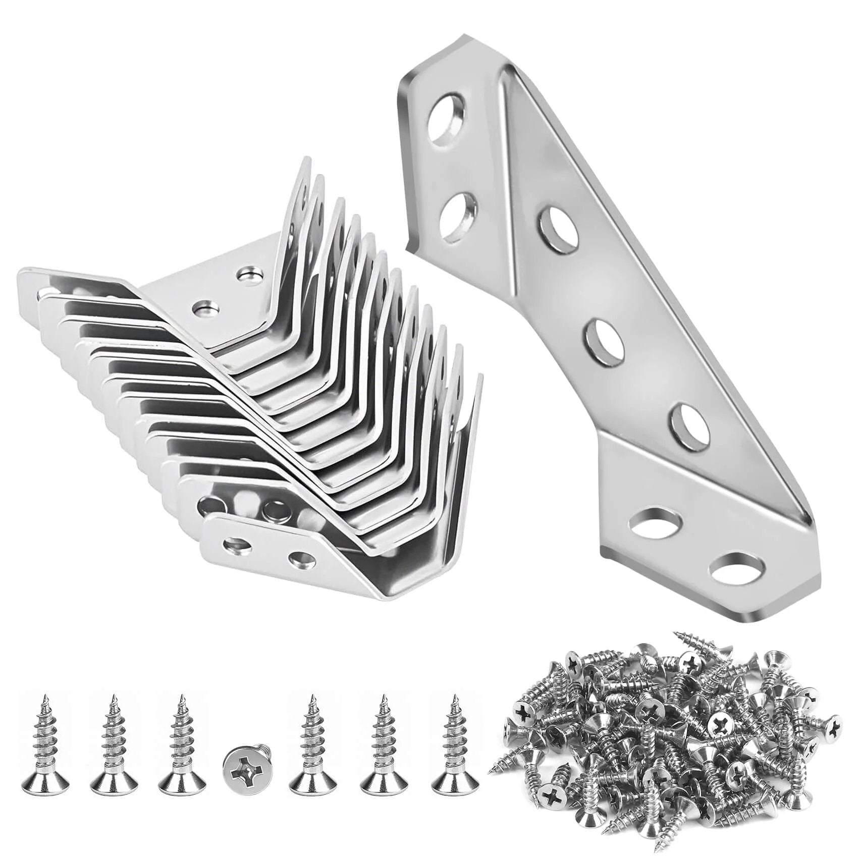 12-Pack Premium Stainless Steel Corner Brackets for Wo...